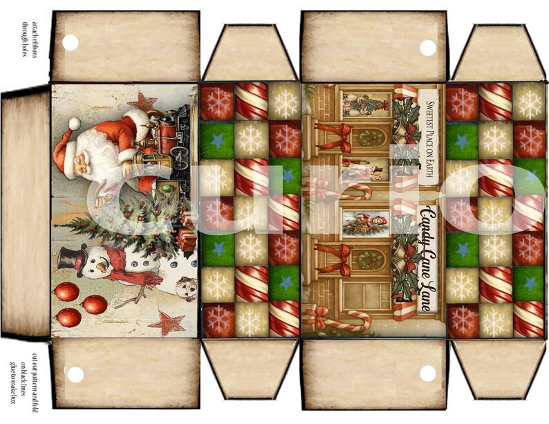 Victorian Christmas Treat Boxes Gingerbread Candy Cane: Printable Two ...