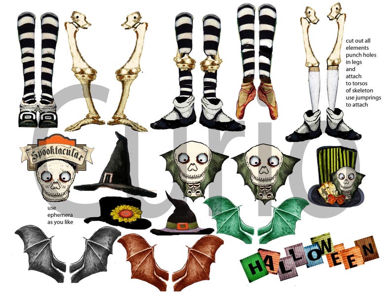 Halloween Mix and Match Skeleton Dolls With Cabinet Card for ...