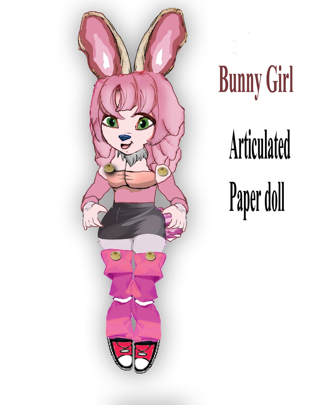 Printable Paper Doll Fox Girl Furry Adopt Articulated Puppet Craft ...