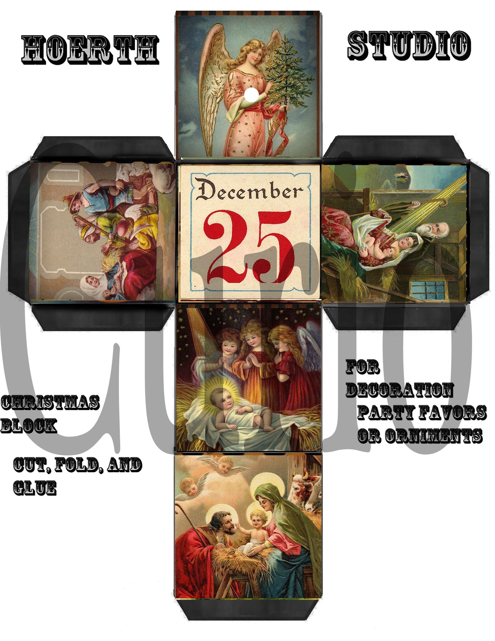 Printable Christmas Angel Boxes, Vintage Victorian Ornaments (digital ...