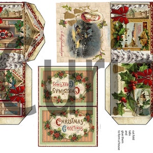 Printable Vintage Christmas Victorian House Ornament: Ephemera Collage ...