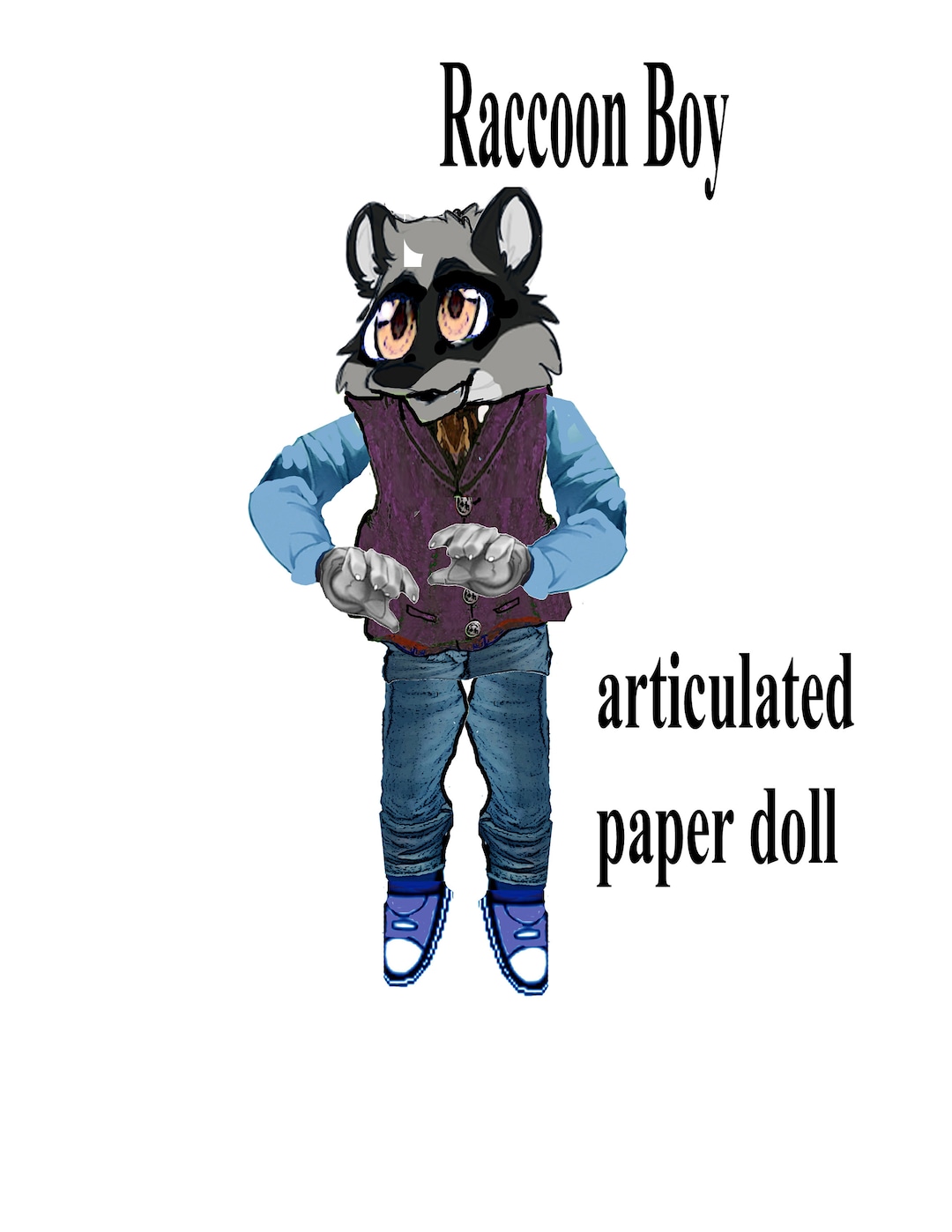 Buy Printable Paper Doll Raccoon Furry Adopt Articulated Puppet Craft ...