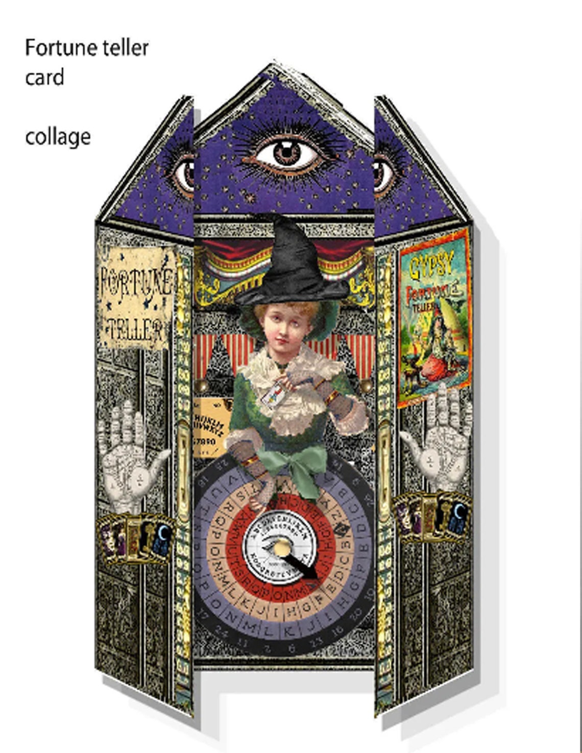 Printable Fortune Teller Card Kit: Gothic Halloween DIY Collage (PDF ...