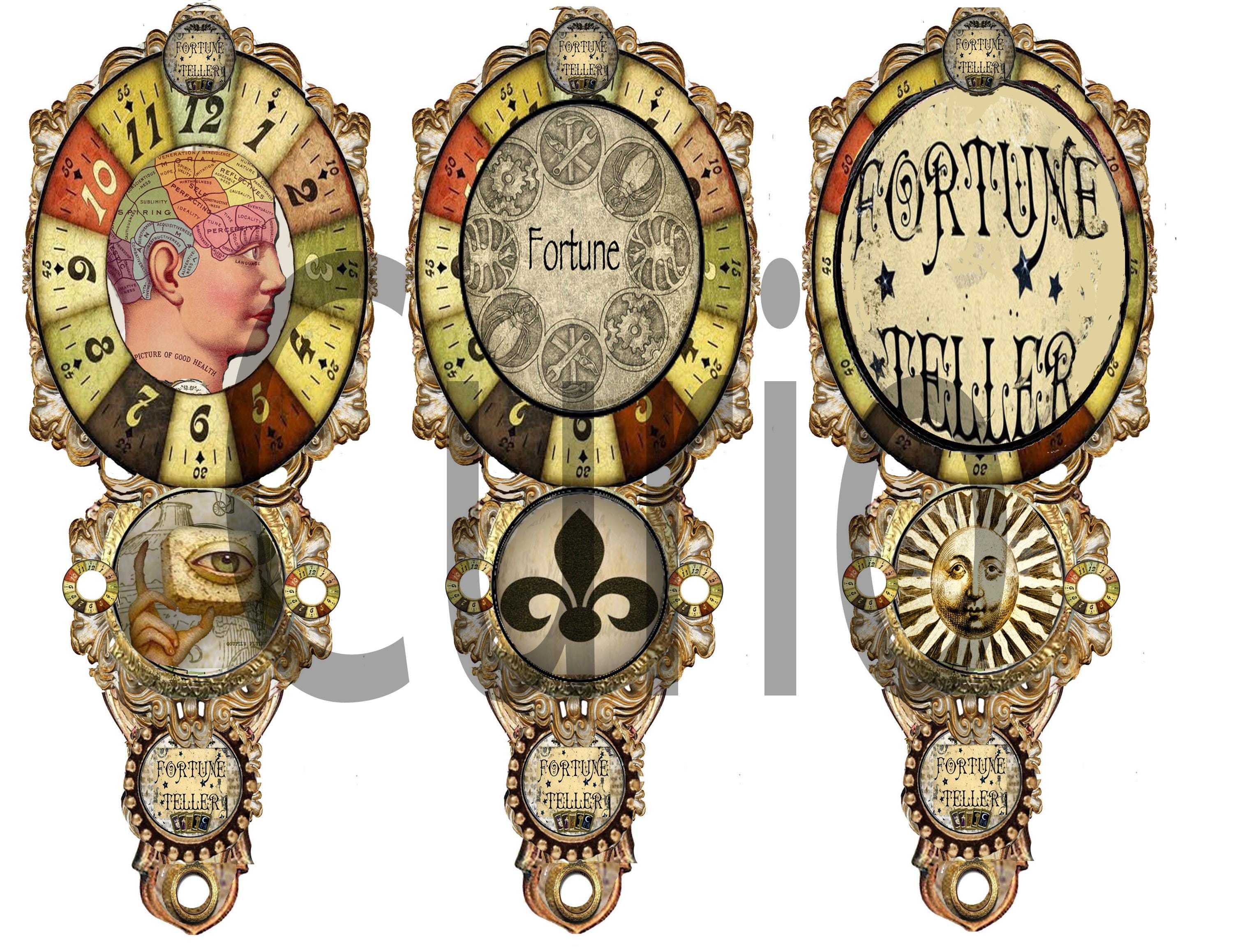 Printable Victorian Fan Fortune Teller Halloween Themed 6 Paddles Diy ...