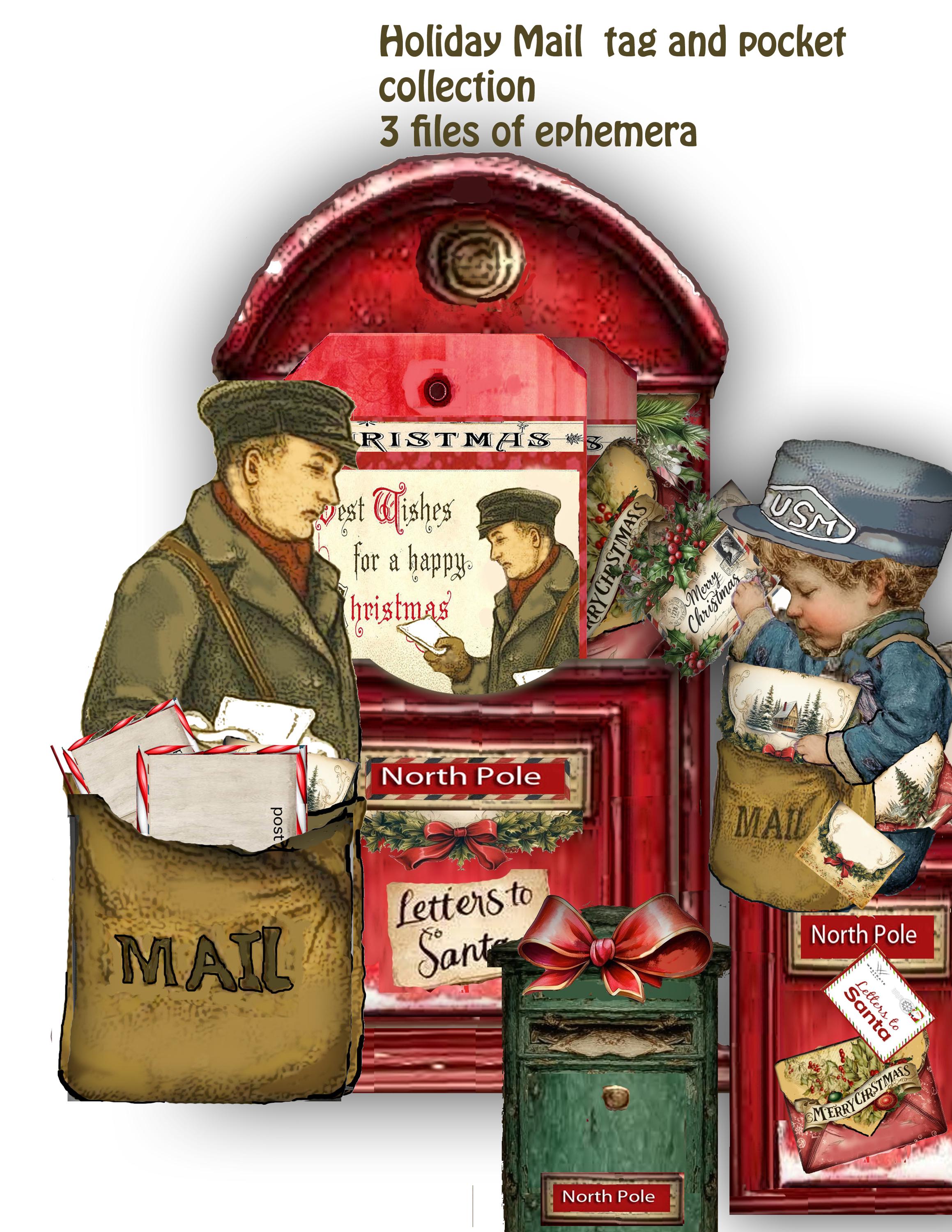 Christmas Holiday Mail Carrier Ephemera Collection Three Files (jpeg ...