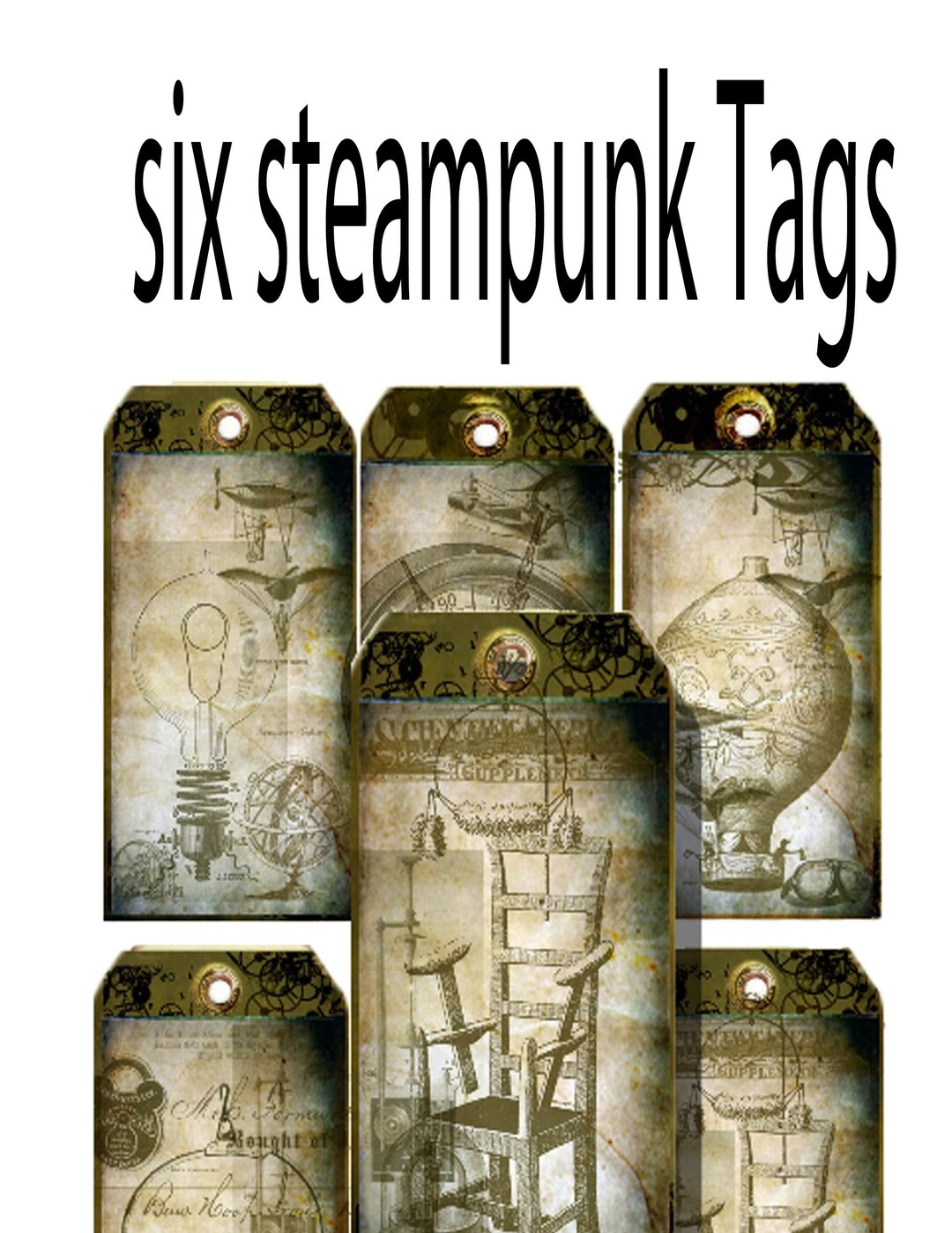 Halloween Printable Steam Punk Goth Tags Instant Download Paper ...