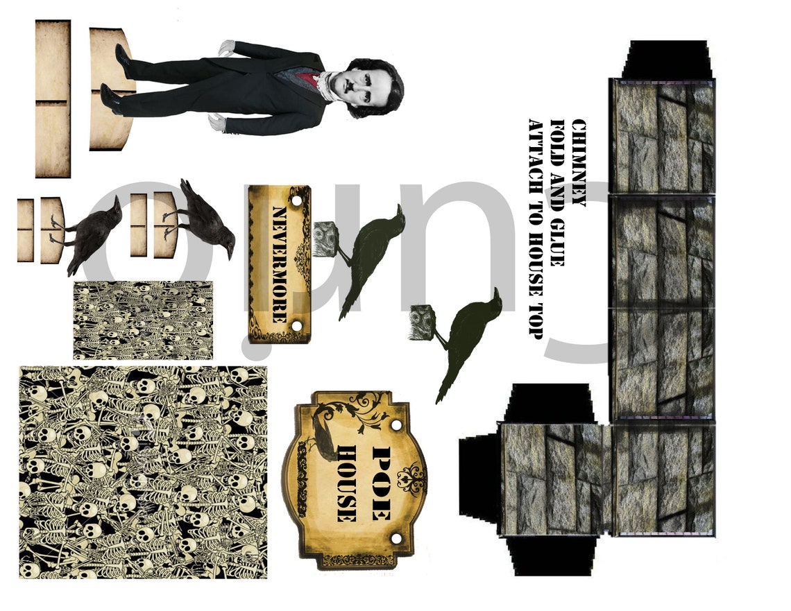 Printable Edgar Allan Poe Haunted House: DIY Halloween Decor (PDF) - Etsy