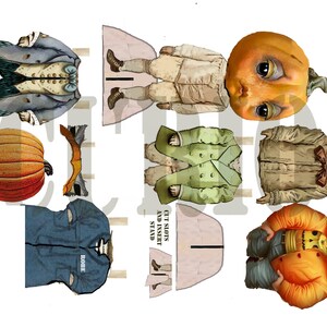 Printable Pumpkin Paper Doll: Halloween Costume Clothes, Pocket Tag ...