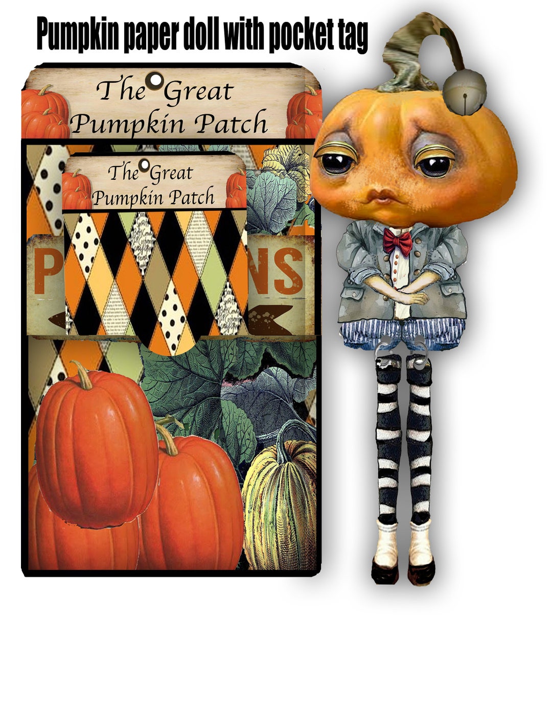 Printable Pumpkin Paper Doll Articulated With Tag and Pocket Storage ...