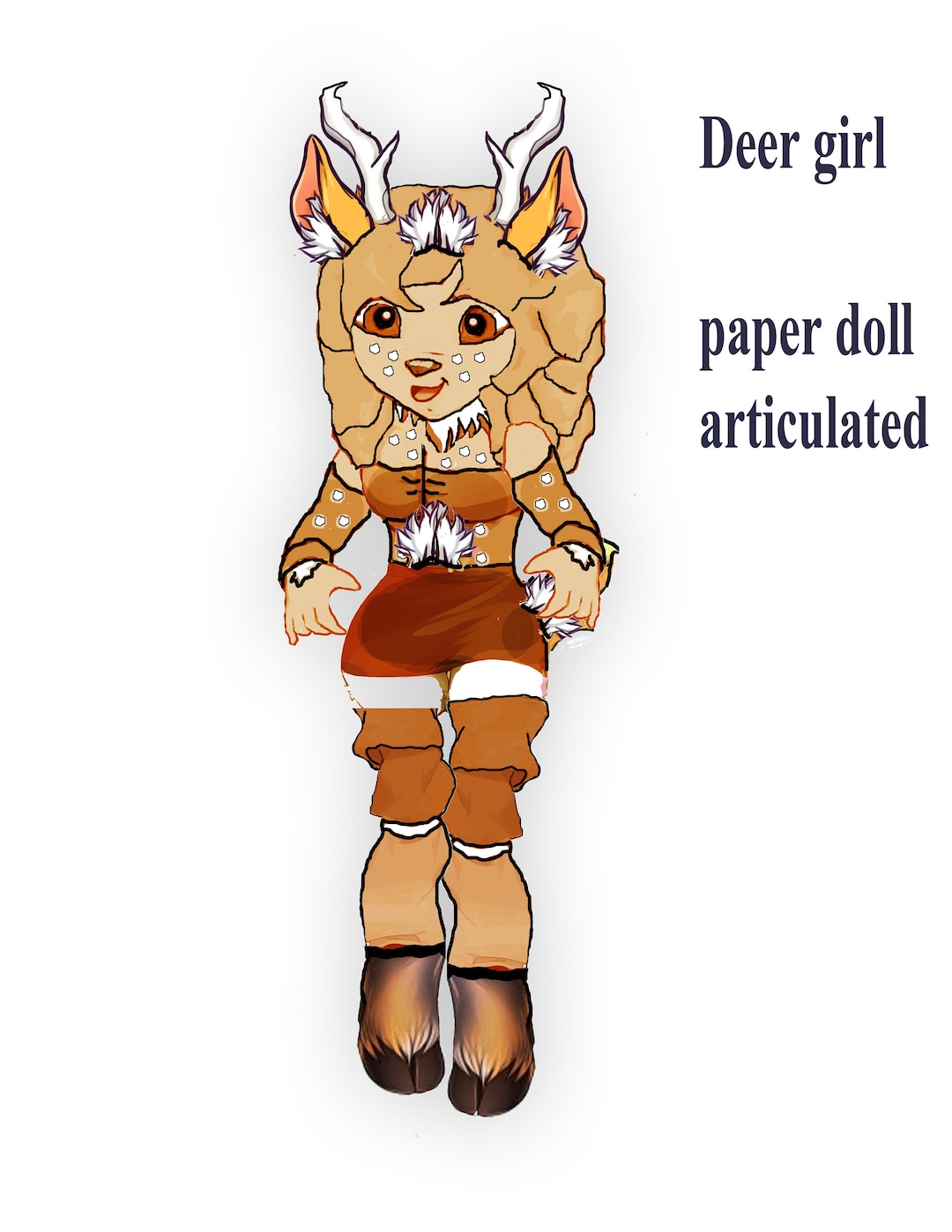 Printable Paper Doll Deer Furry Adopt Articulated Puppet Craft Sheet ...