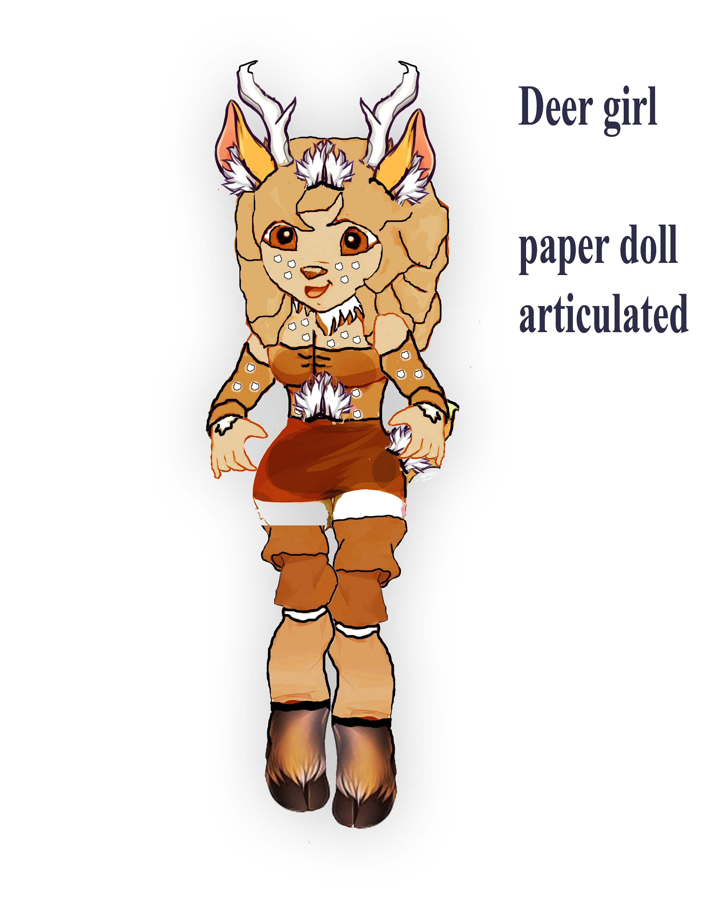 Printable Paper Doll Deer Furry Adopt Articulated Puppet Craft Sheet ...