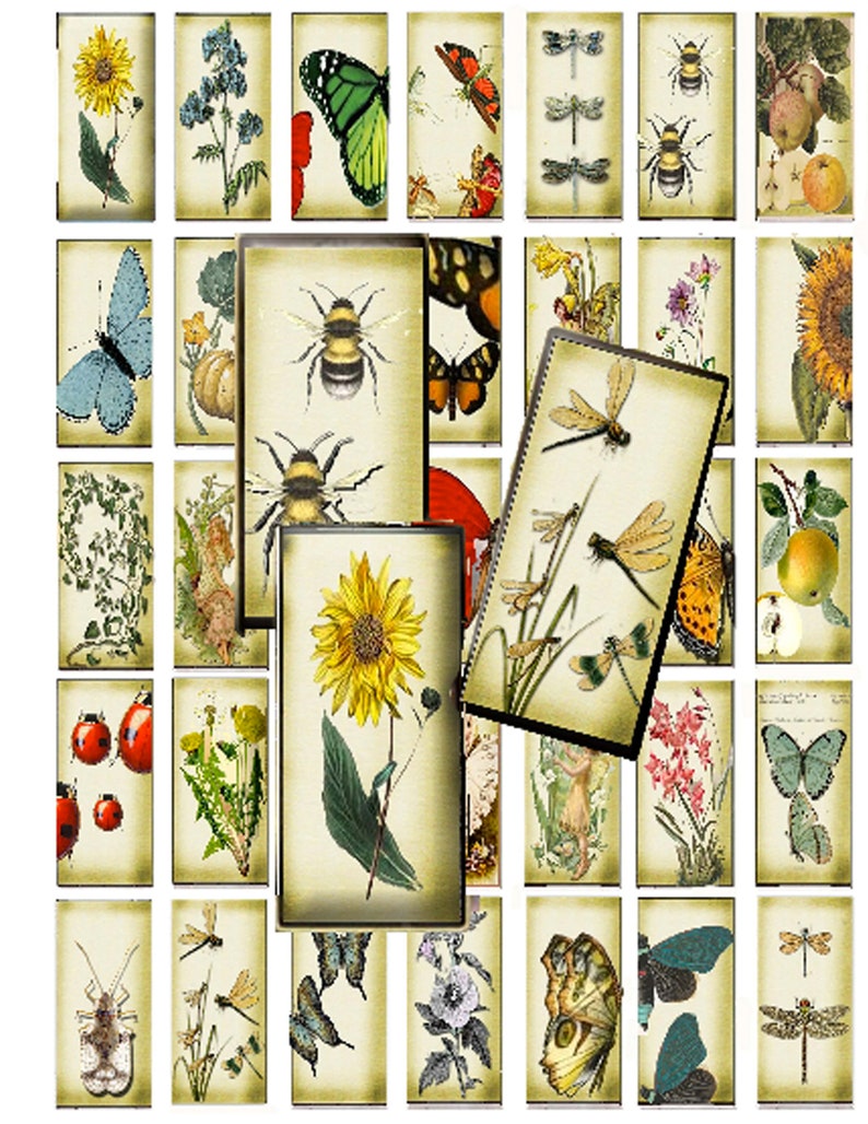 Spring Tiles Printable 1x2 Domino Collage Sheet for Projects Ephemera ...