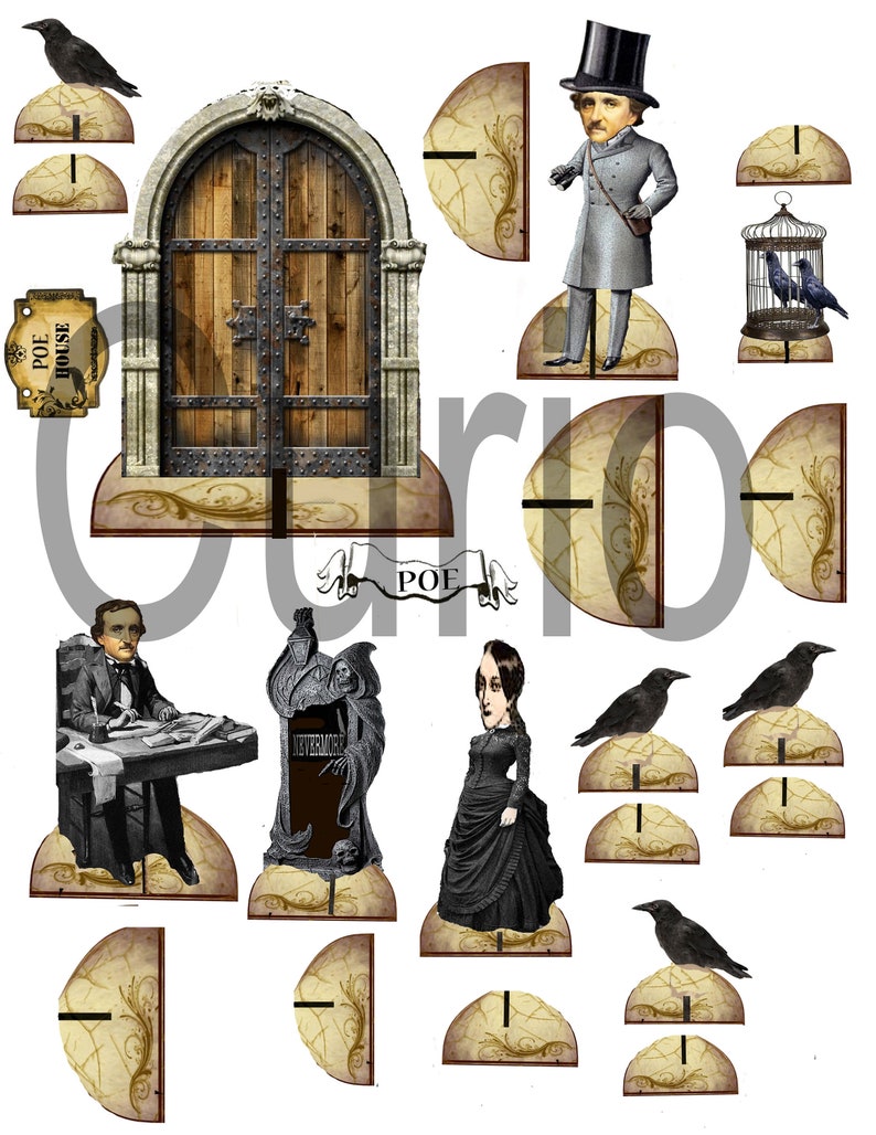 Printable Edgar Allan Poe Miniature Theatre Set: Gothic Macabre Kit ...