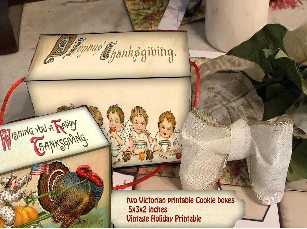 Three Victorian Thanksgiving Holiday Treat Boxes: Printable Small Gift ...