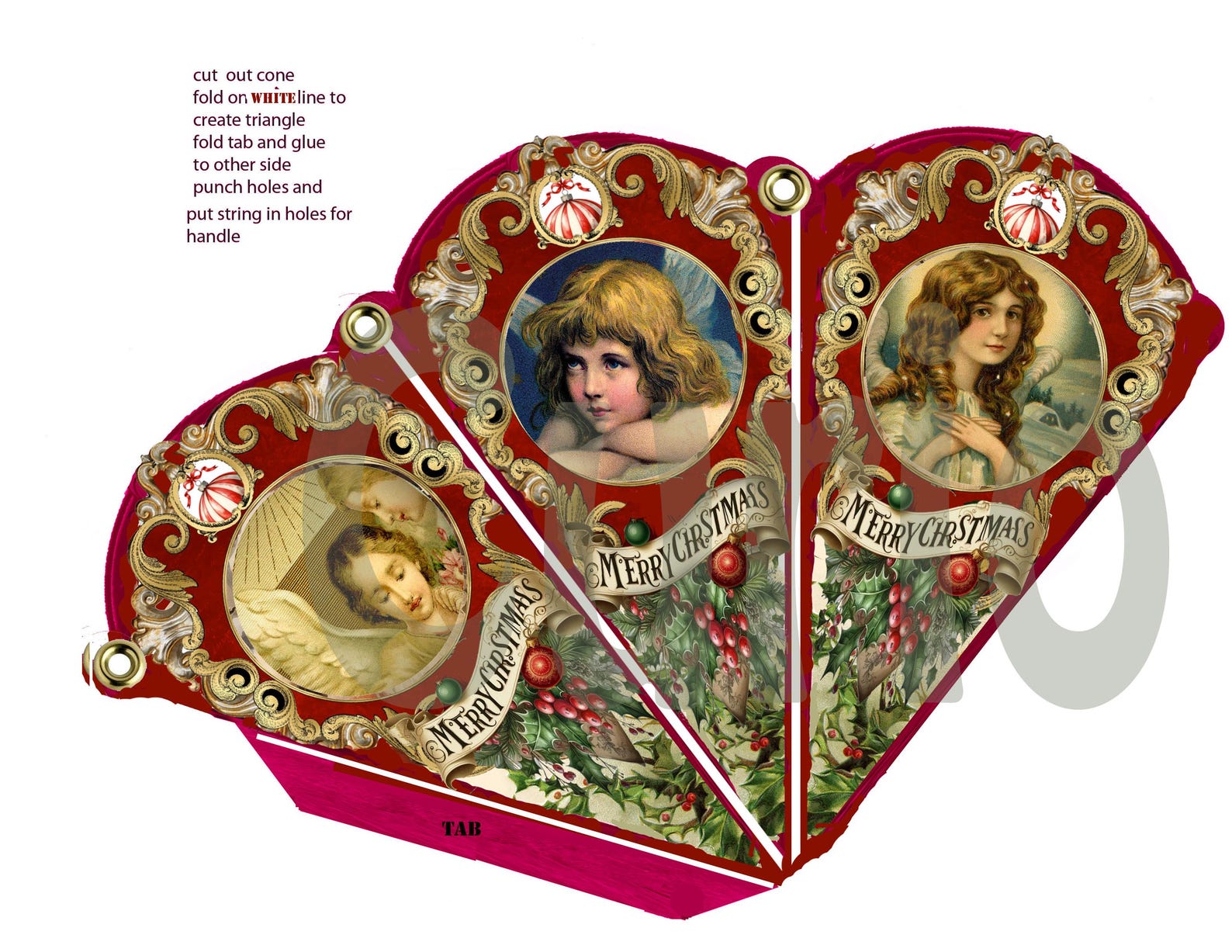 Printable Victorian Christmas Angel Cones: DIY Holiday Ornaments, Candy ...