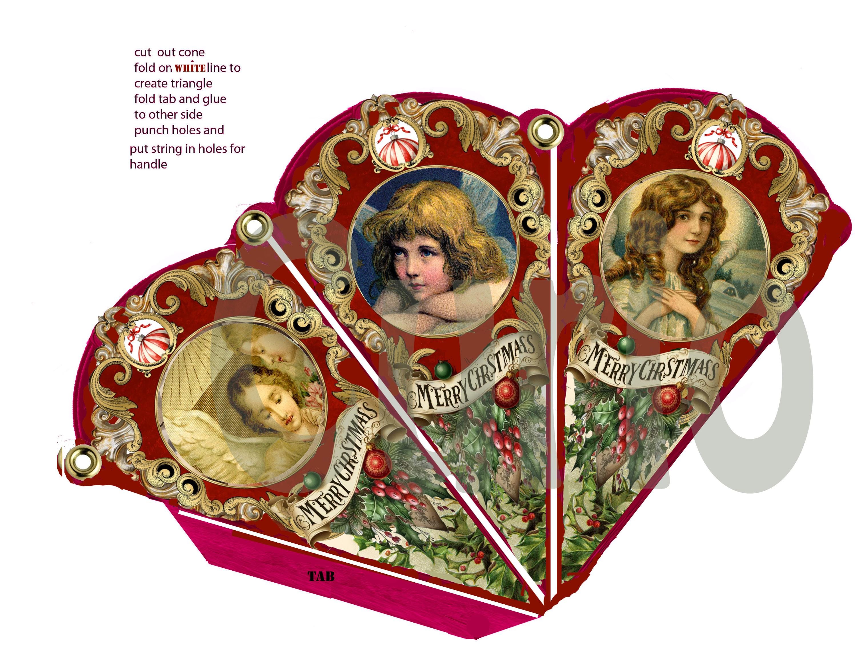 Printable Victorian Christmas Angel Cones: DIY Holiday Ornaments, Candy ...