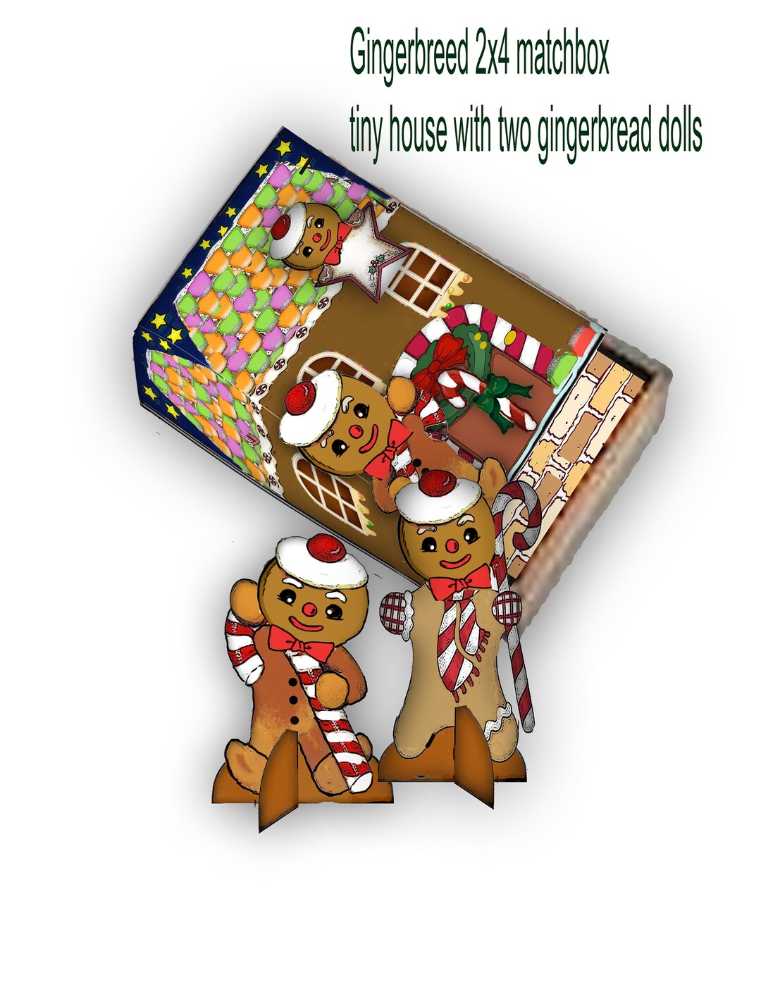 Printable Gingerbread House Matchbox Christmas Collage Sheet Stocking ...