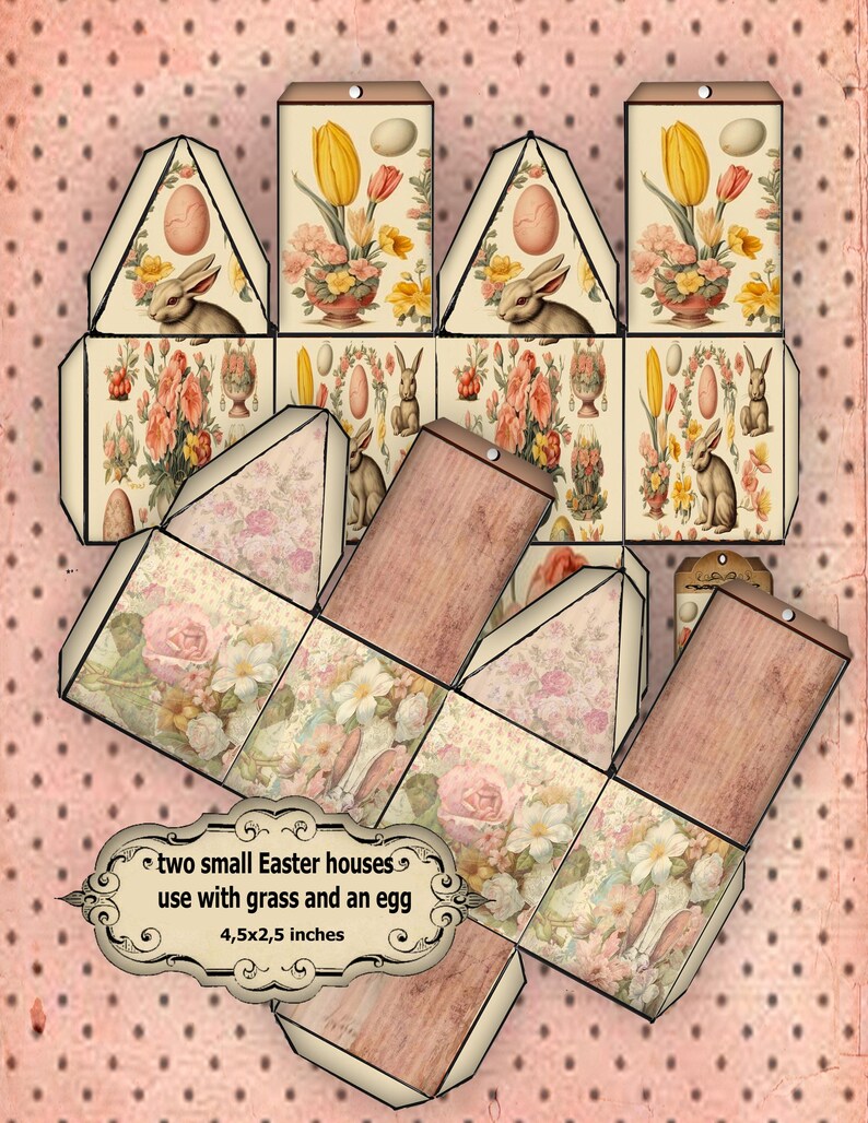 Printable Pastel Easter House Two Cut Paste 4.5 X 2.5 Inches Estimate ...