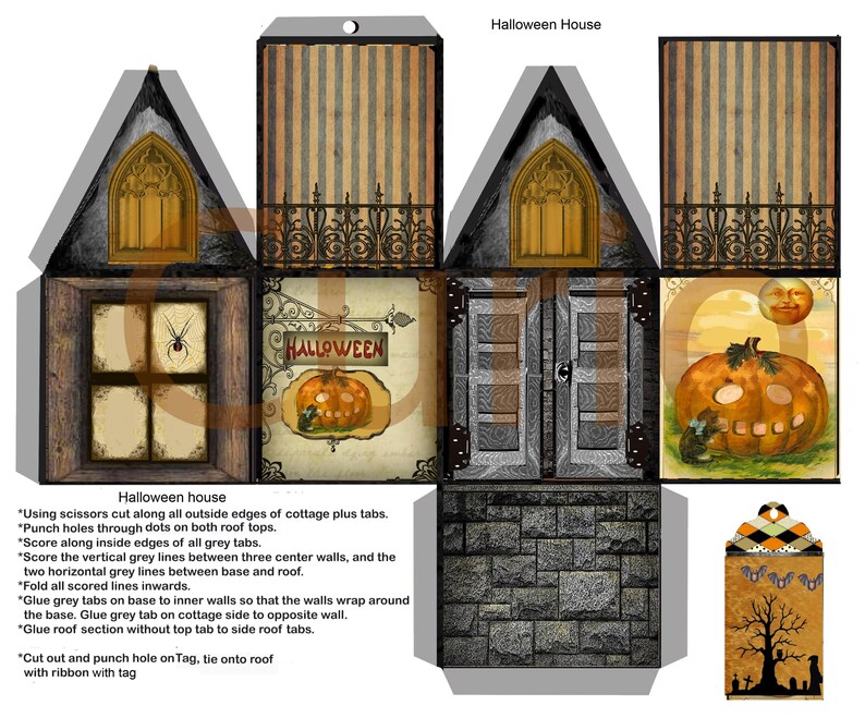 Printable Halloween Haunted House Treat Boxes: Spooky DIY Decor (PDF ...