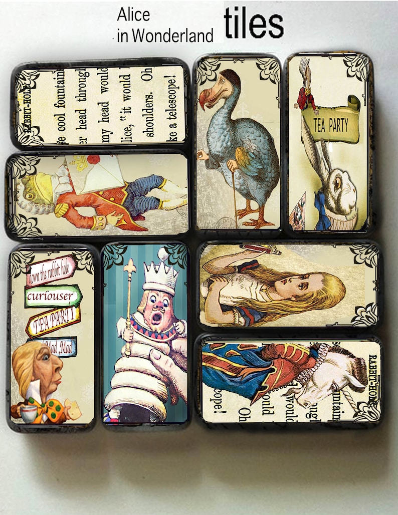 Printable Alice in Wonderland Domino Tiles: Vintage Ephemera (JPEG ...