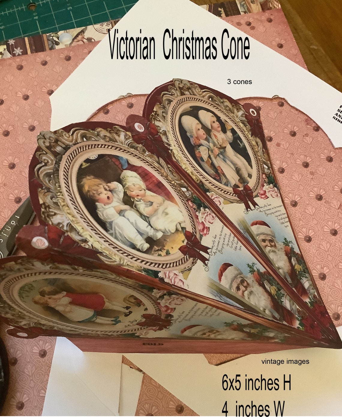 Printable Victorian Christmas Cone: Holiday Decor DIY (JPEG) - Etsy