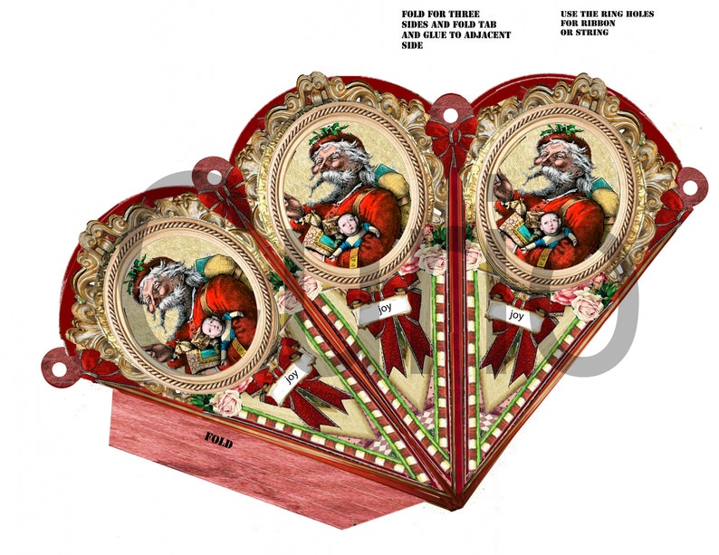 Printable Victorian Christmas Santa Cone Ornaments (PDF) Christmas ...