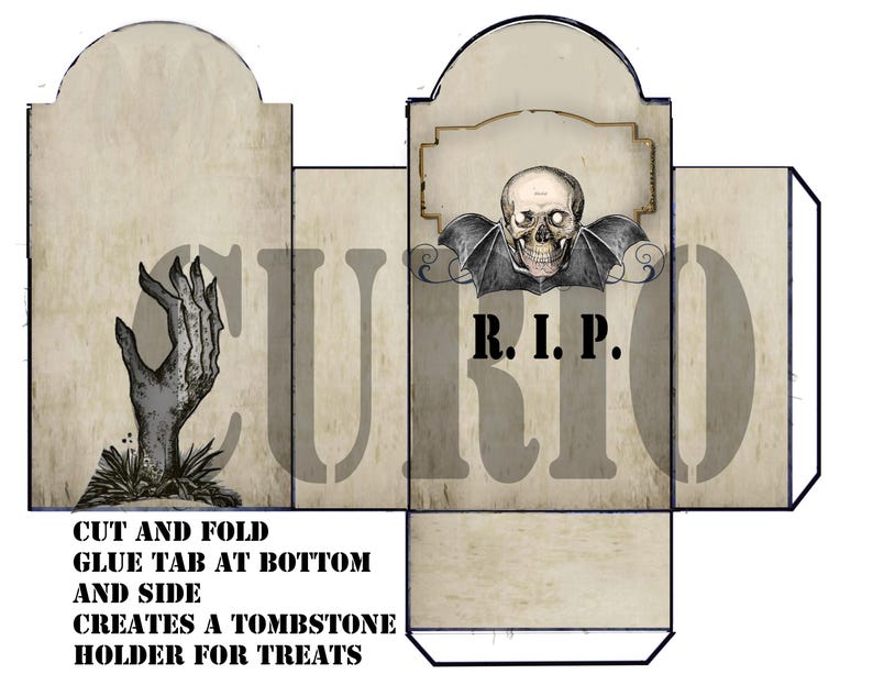 Printable Tombstone Candy Holder: Halloween DIY 3D Craft (JPEG ...