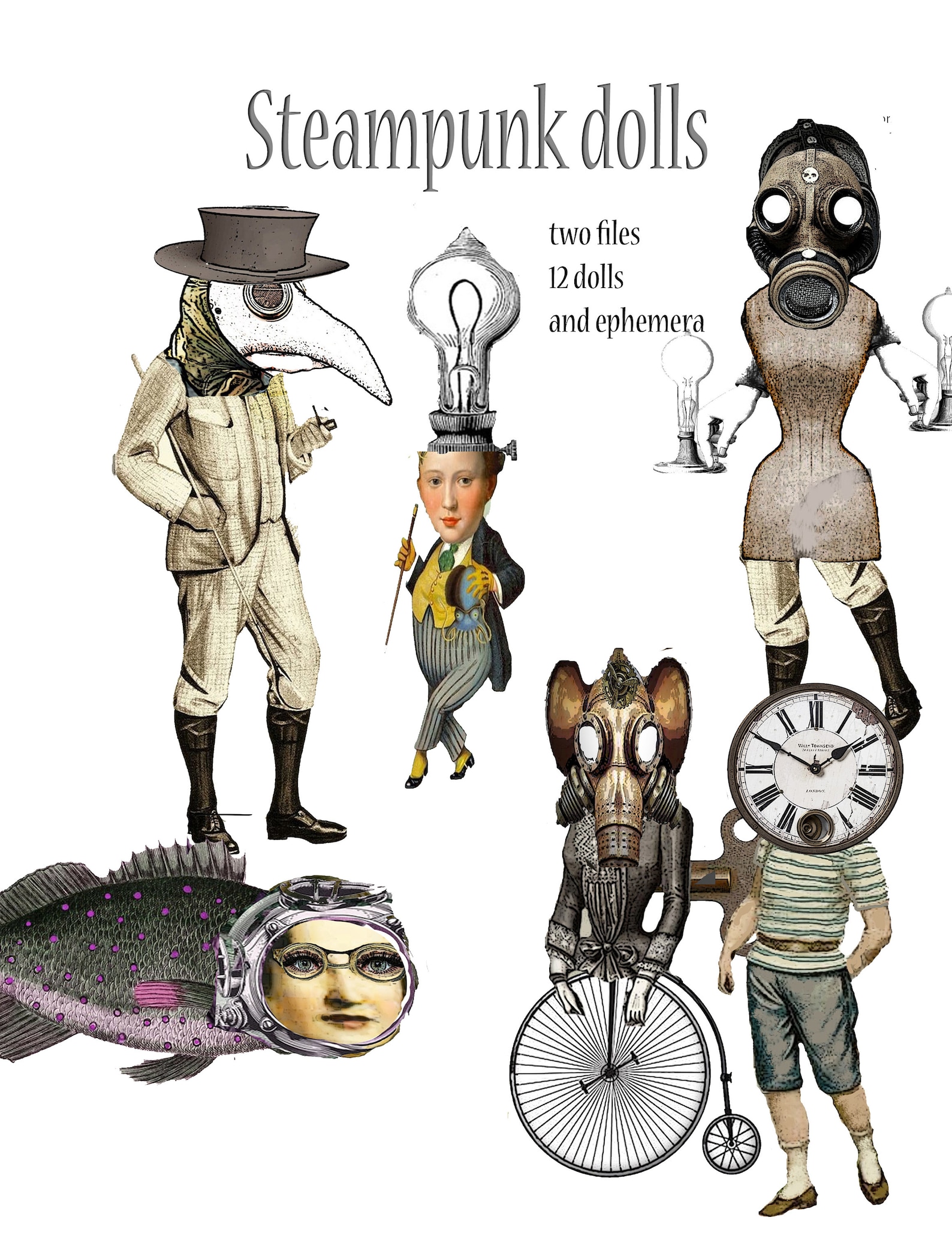 Printable Steampunk Dolls for Junk Journals Cards and Art Projects Diy ...