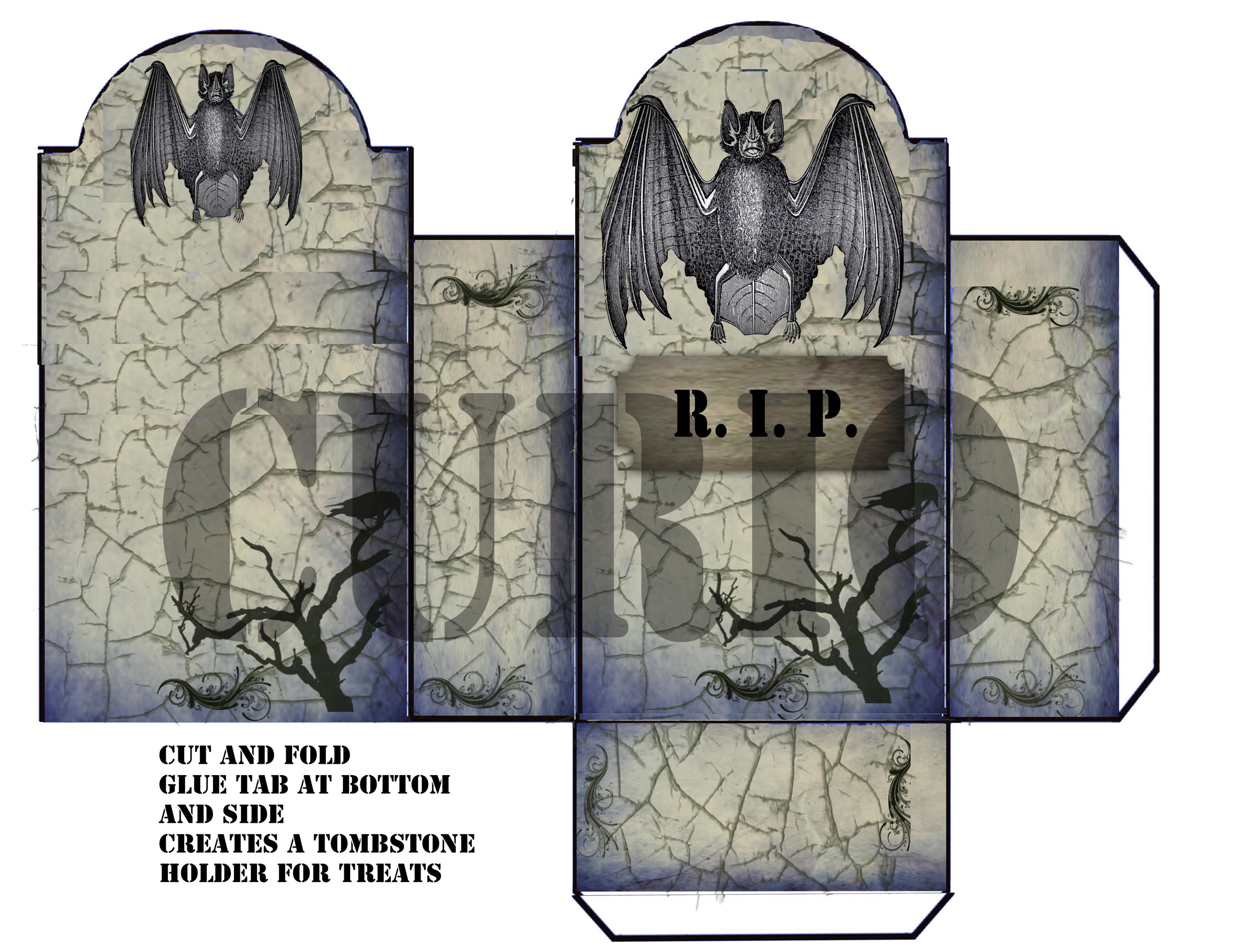 Printable Tombstone Candy Holder: Halloween DIY 3D Craft (JPEG ...