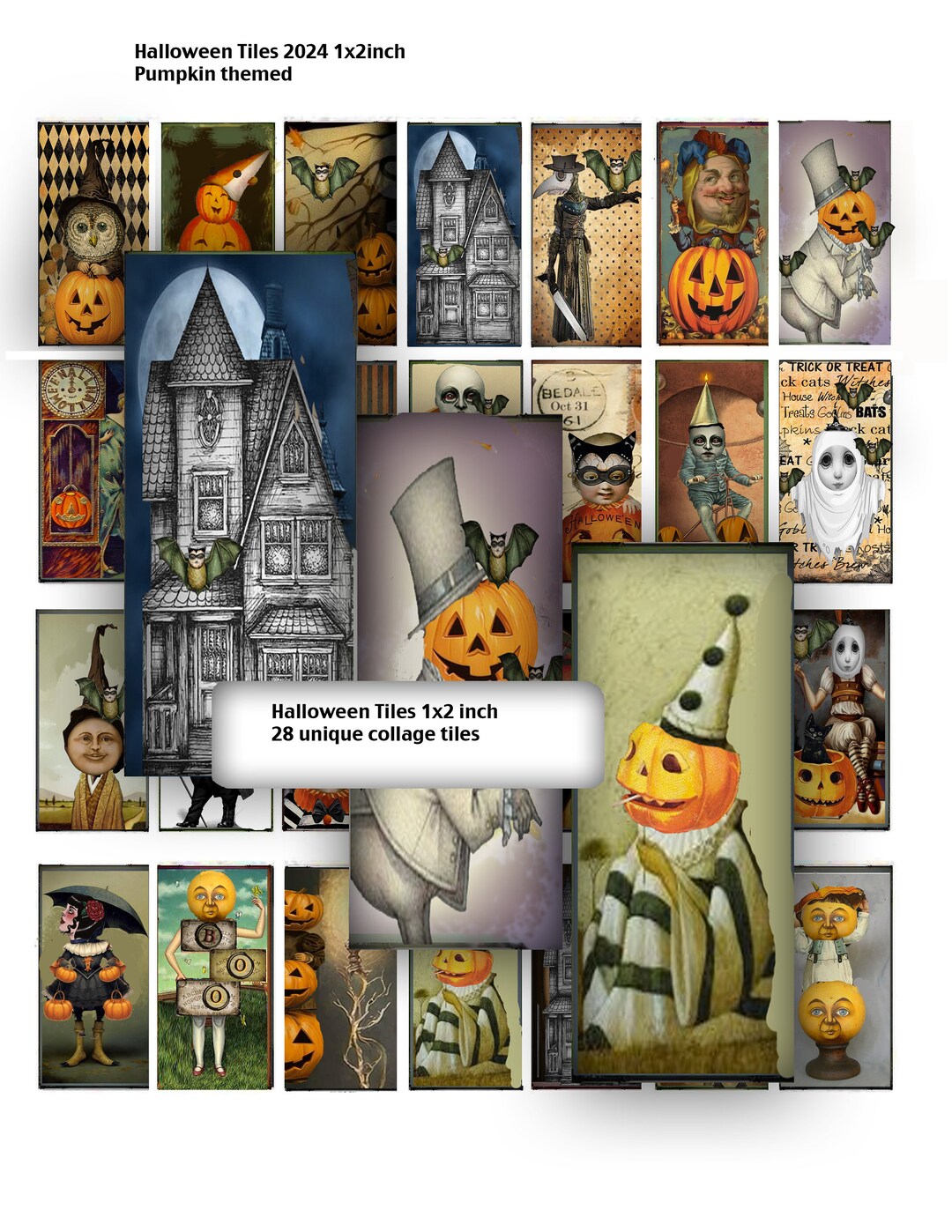 Printable Halloween Domino Collage Sheet: Whimsical Steampunk Ephemera ...