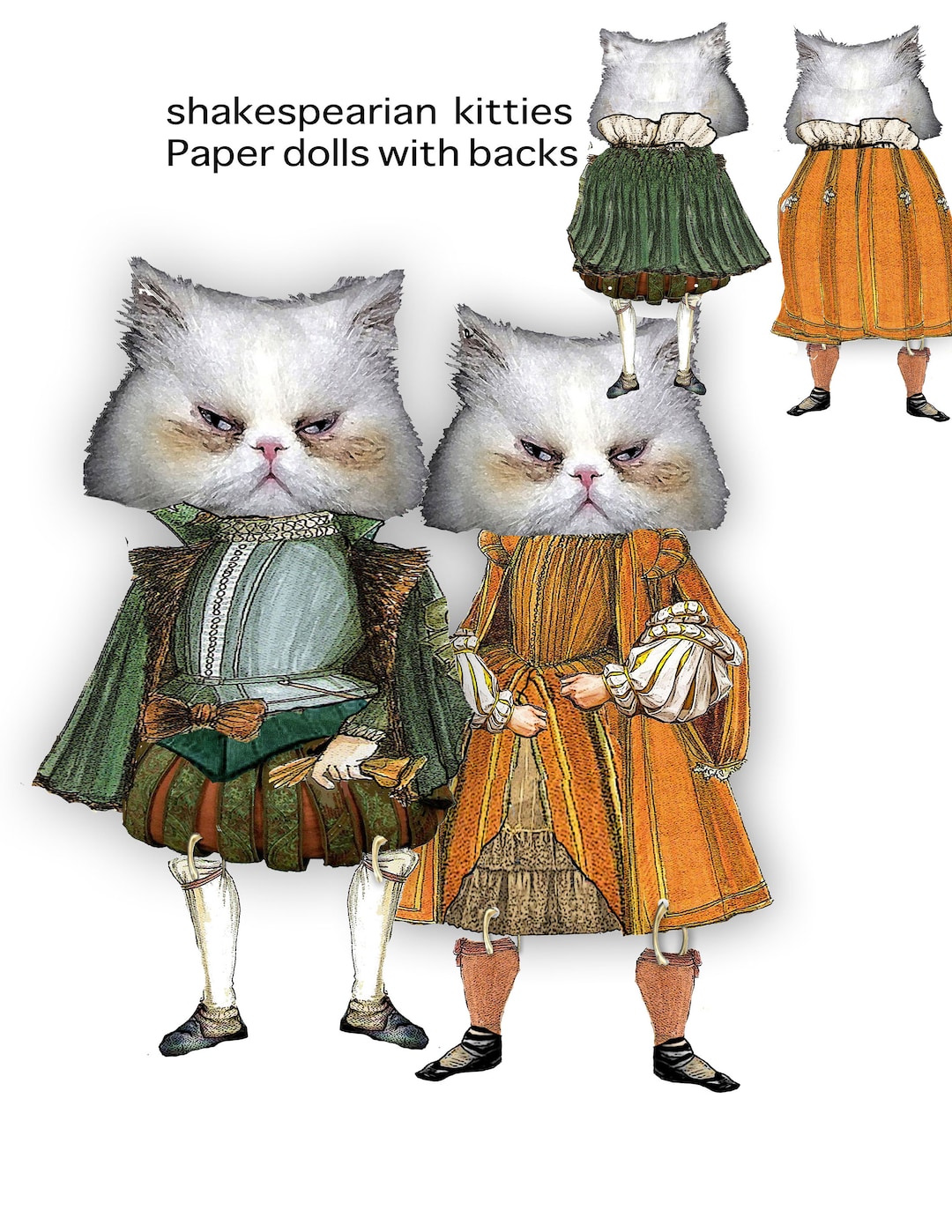 Printable Shakespeare Kitties Cats Back Sides Included Great for Cards ...