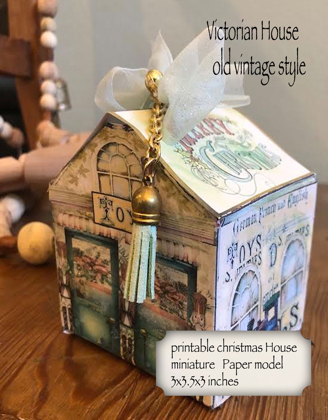 Printable Vintage Christmas Victorian House Ornament (PDF & JPEG) - Etsy