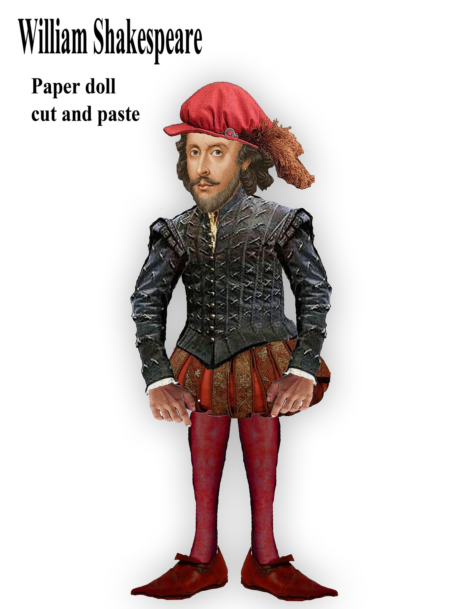 William Shakespeare Paper Doll Cutout Ephemera DIY Cut and Paste Paper ...