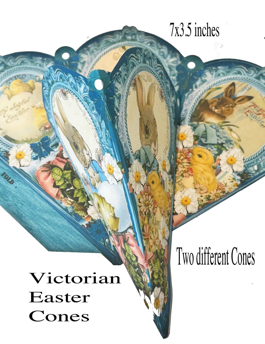 Printable Victorian Vintage Design Easter Cone for Egg Hunt Decor Tree ...