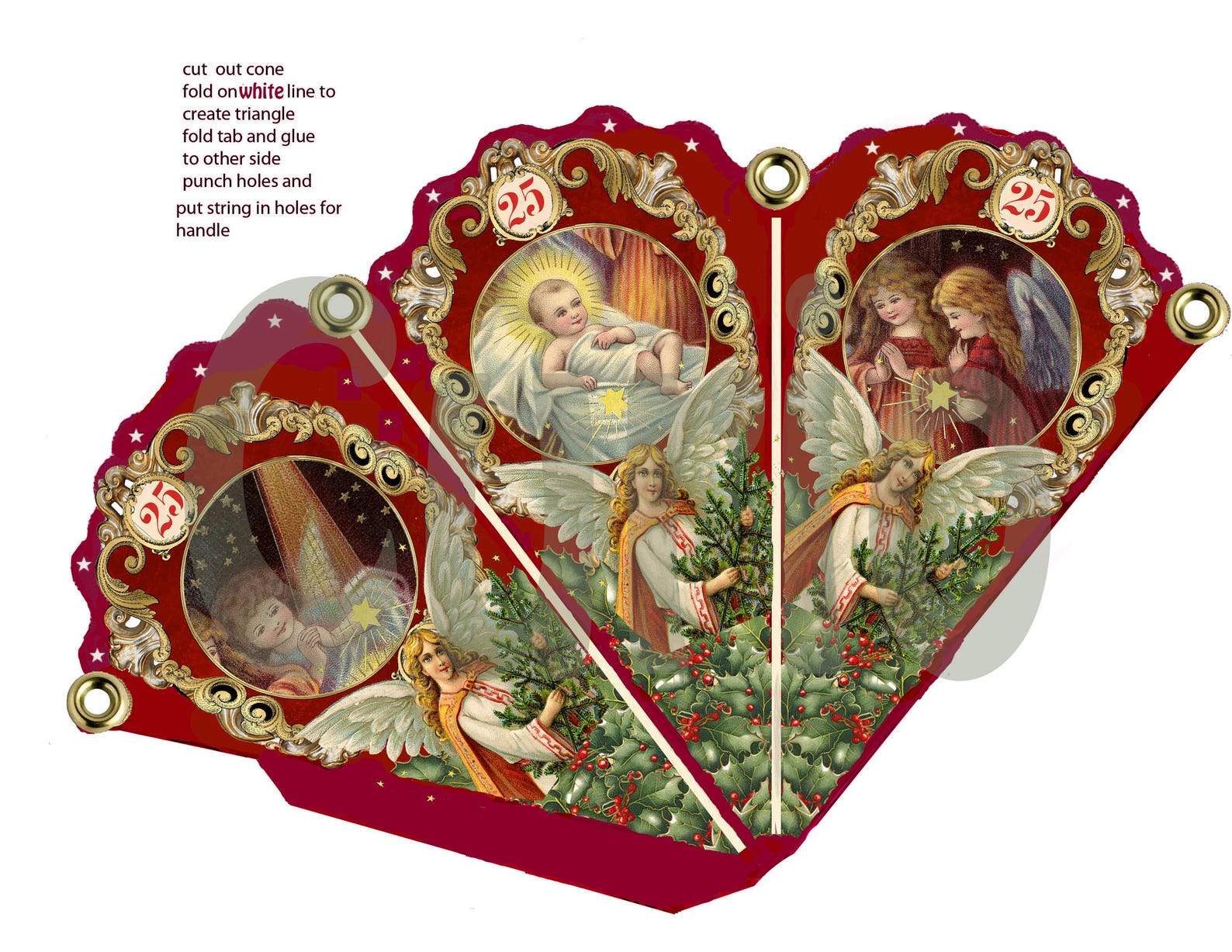 Printable Victorian Christmas Angel Cones: DIY Holiday Ornaments, Candy ...