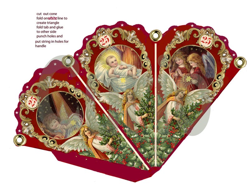 Printable Victorian Christmas Angel Cones: DIY Holiday Ornaments, Candy ...