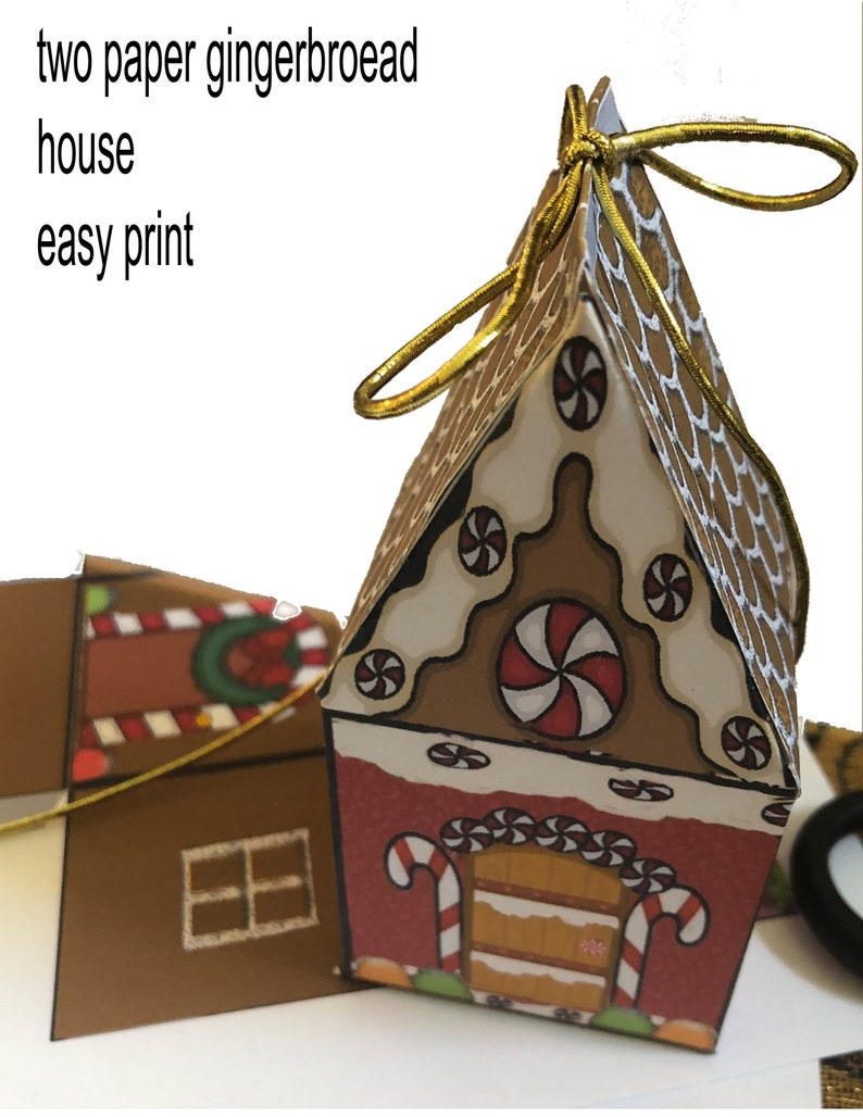 Printable Paper Gingerbread House Miniature Paper House 2inch by 4.5 ...
