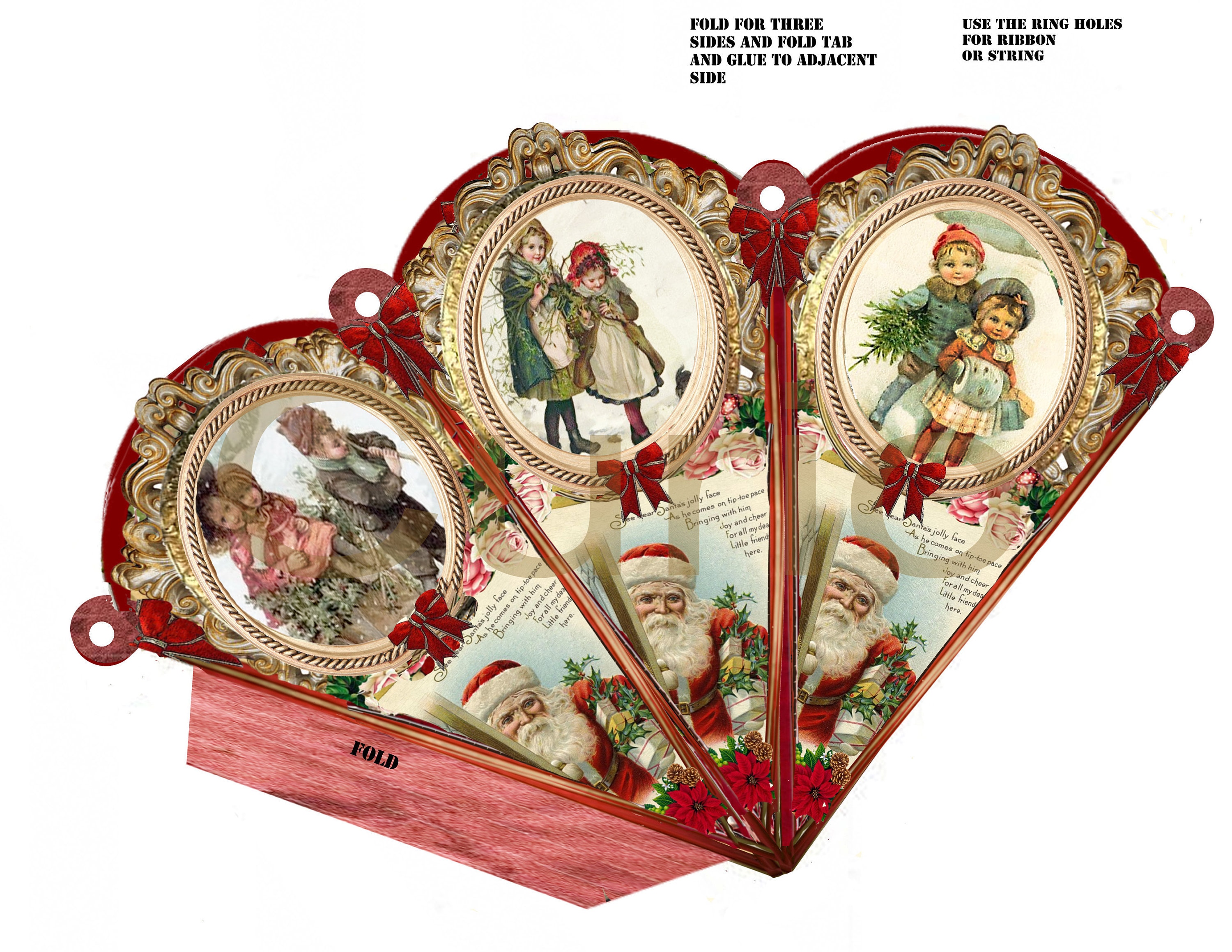 Printable Victorian Vintage Christmas Cone for Christmas Decor Tree ...