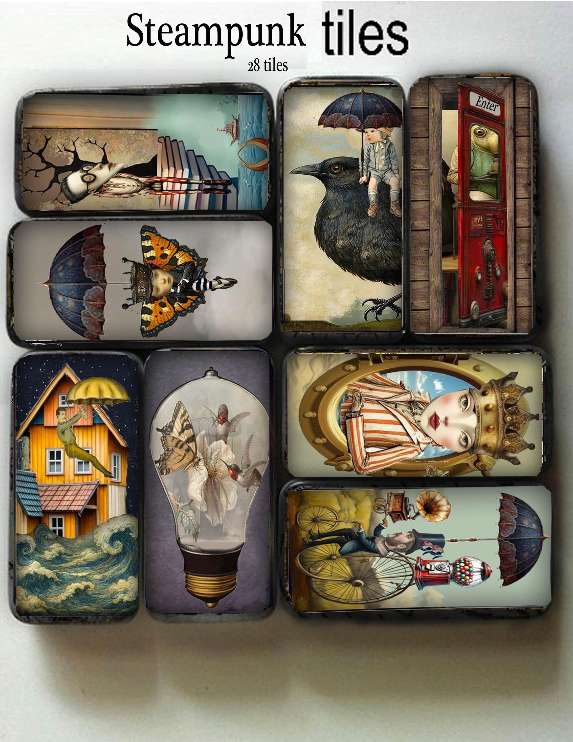 Steampunk Fantasy Domino Collage Tiles : Whimsical Printable Craft 1x2 ...