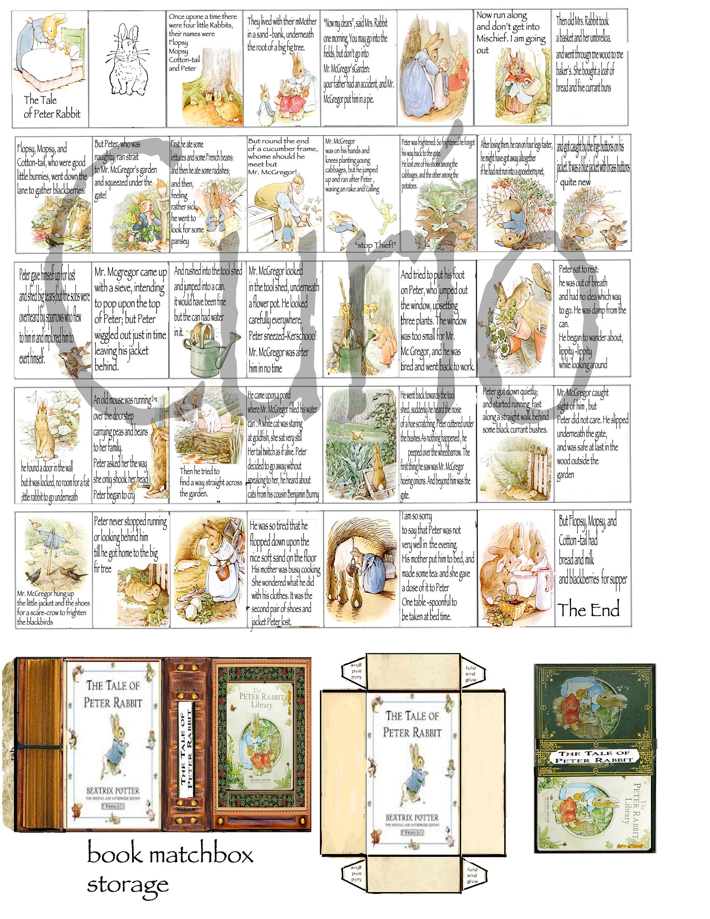Printable Miniature Peter Rabbit Book With Matchbox Storage Case Great ...