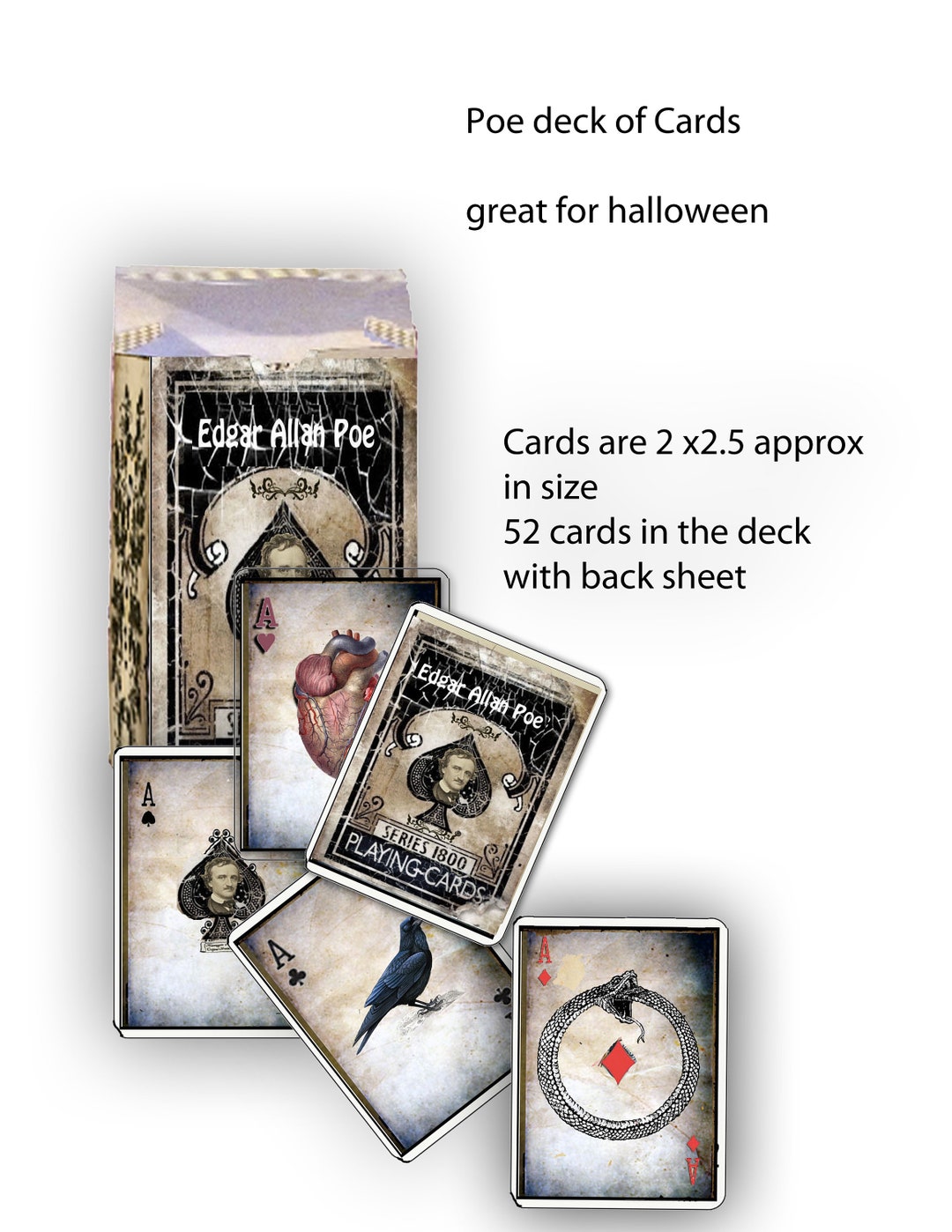 Steampunk Edgar Allan Poe Deck of Cards: Gothic Halloween DIY ...