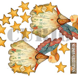 Printable Watercolor Angel Paper Doll With Pocket Tag Folk Art Great ...