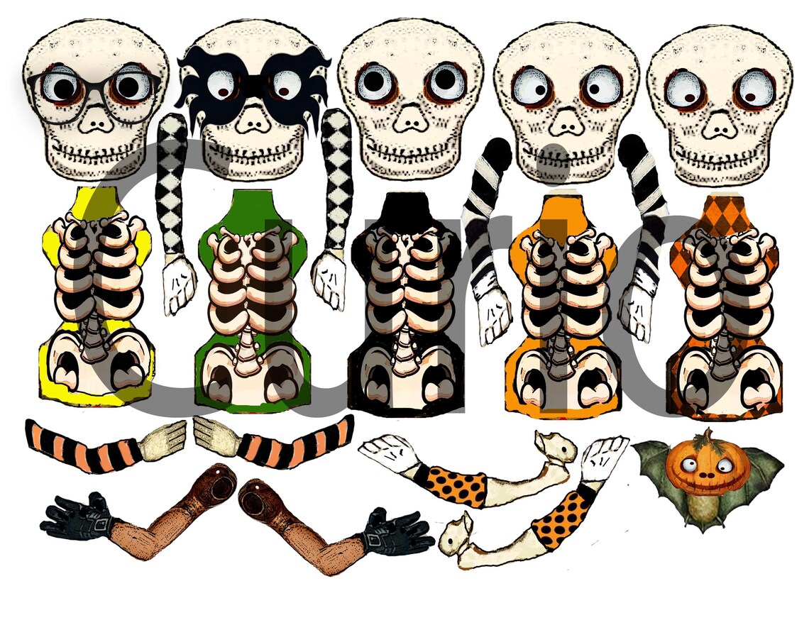 Halloween Mix and Match Skeleton Dolls With Cabinet Card for ...