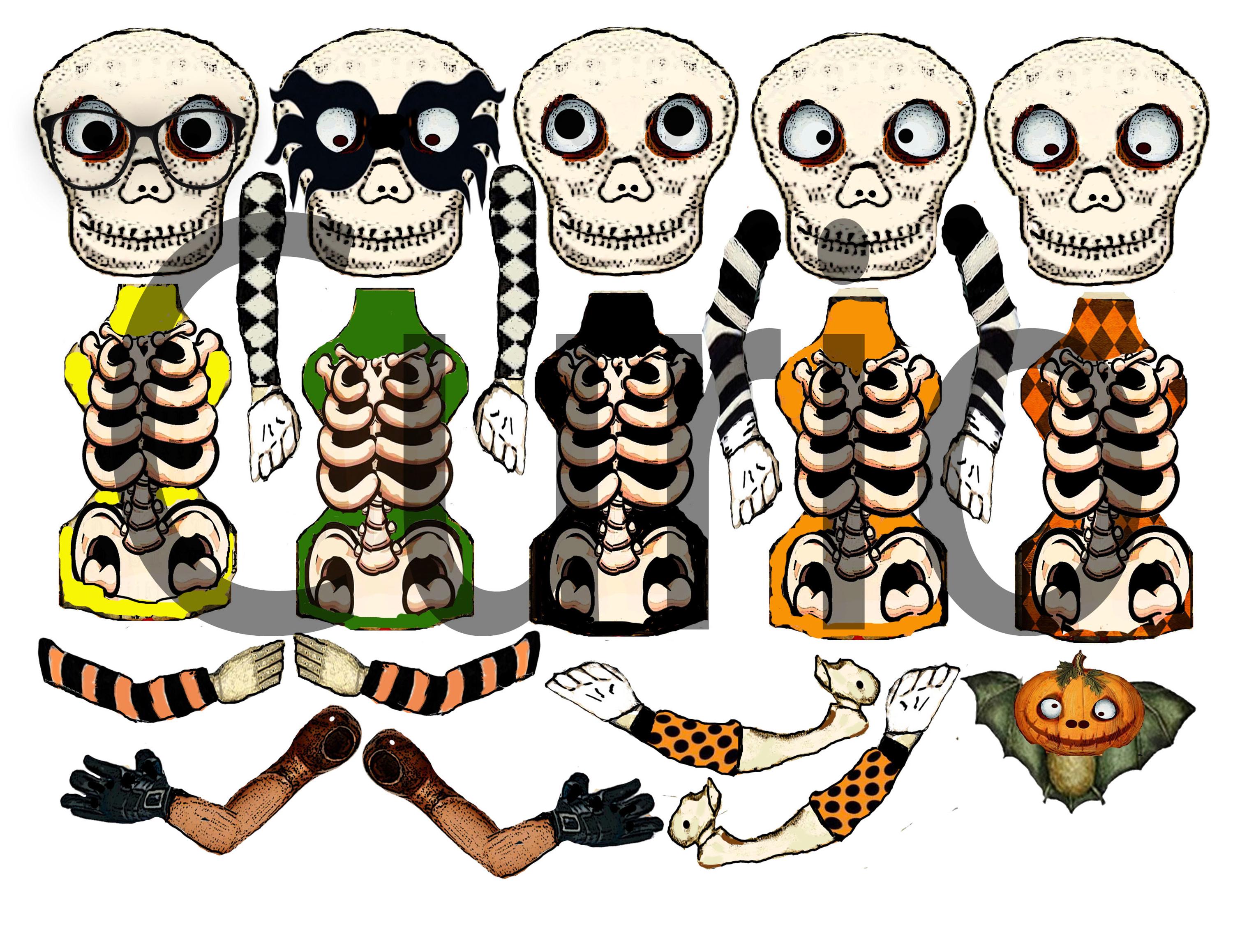 Halloween Mix and Match Skeleton Dolls With Cabinet Card for ...