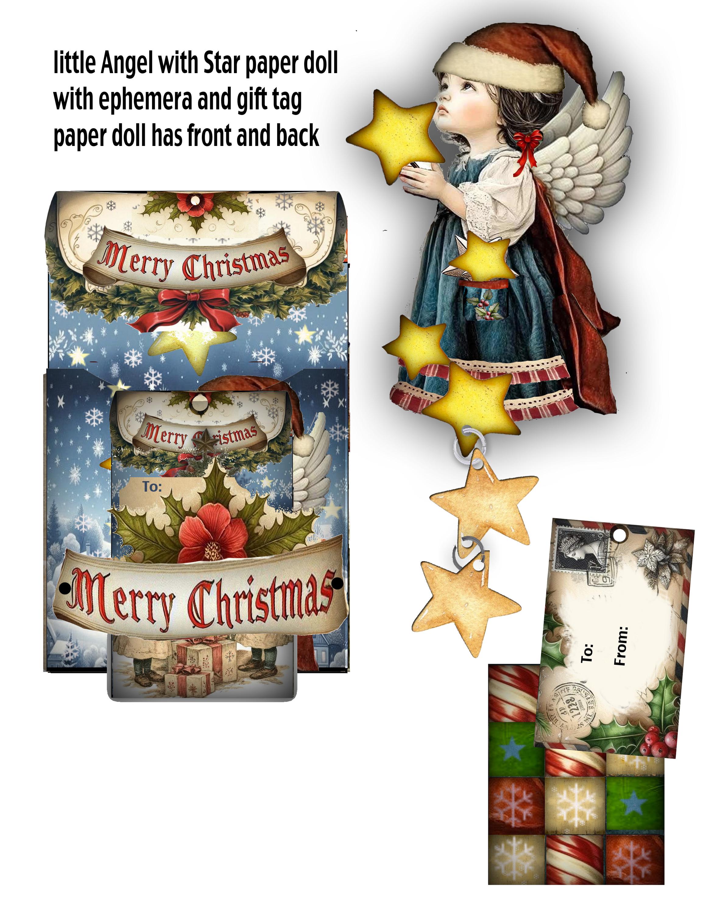Printable Angel Christmas Paper Doll: Printable Art Ornament Gift (PDF ...