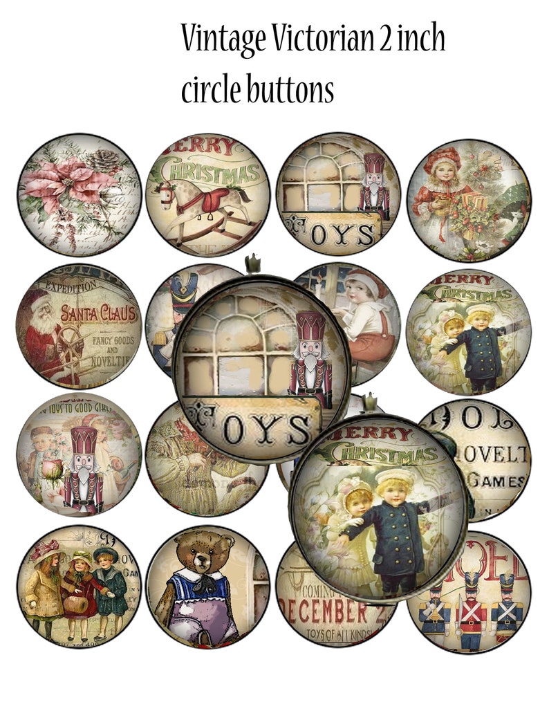 Printable Vintage Victorian Christmas Circles 2inch Diameter 32 ...