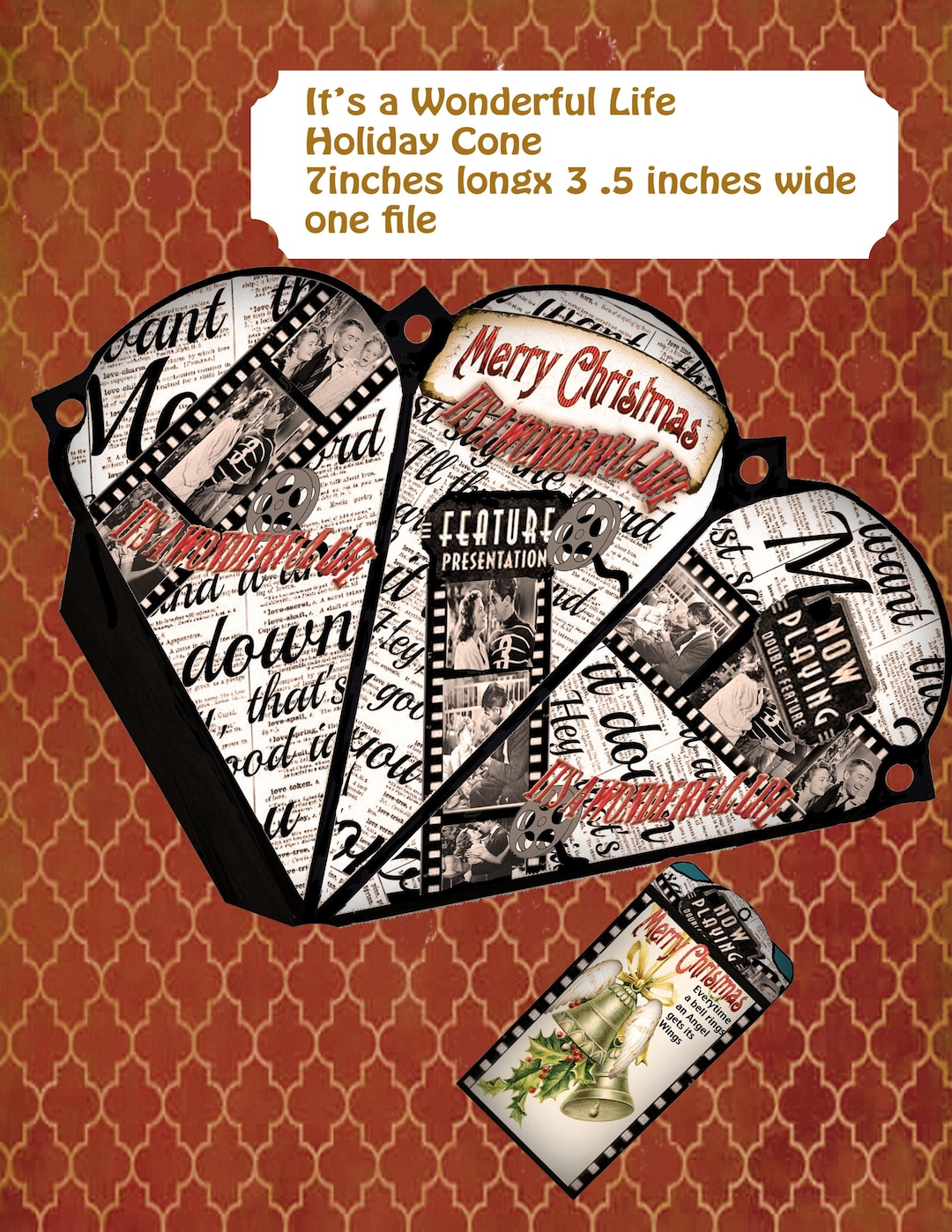 It's a Life Christmas Cone, Victorian Style (JPEG & PDF) - Etsy