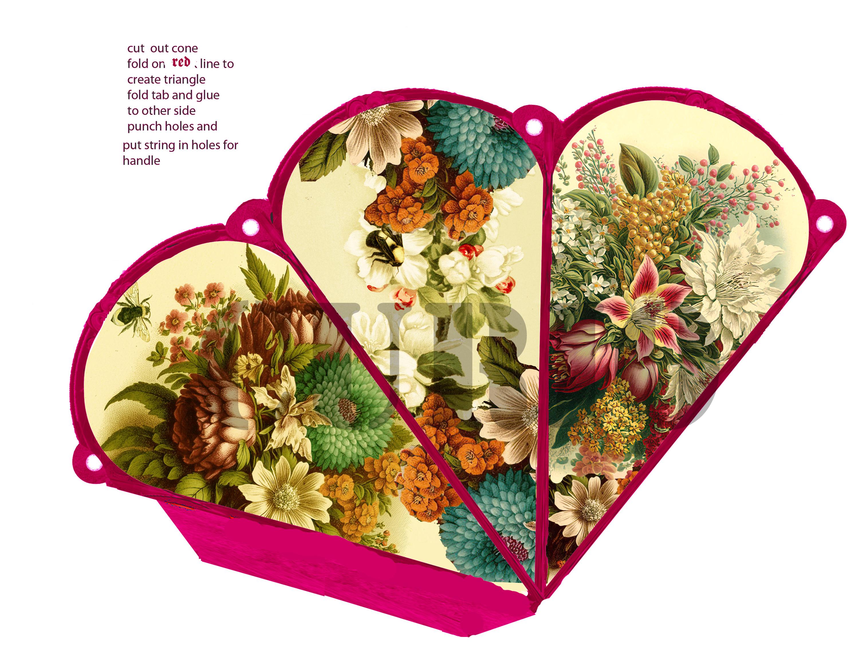 Printable Victorian Botanical Cones Gifts for Candies Rich Victorian ...