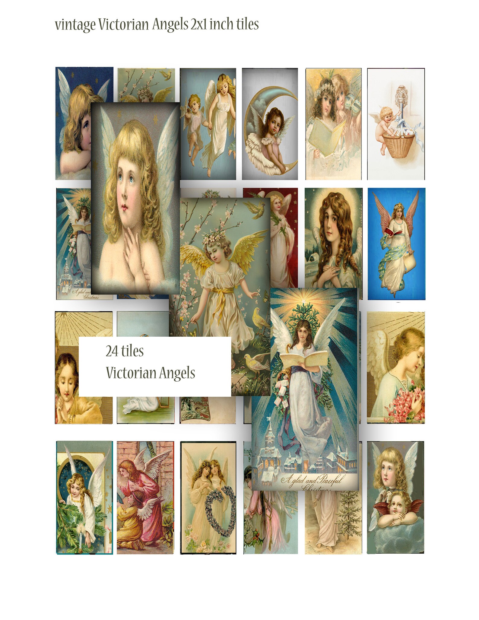 Printable Vintage Victorian Angels 24 Different Tiles 2x1 Inches Great ...