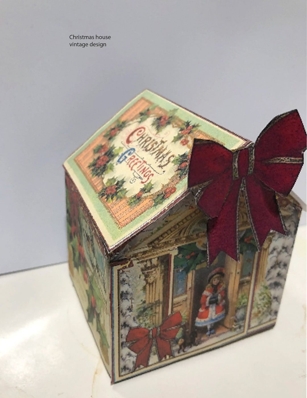 Printable Vintage Christmas Victorian House Ornament: Ephemera Collage ...